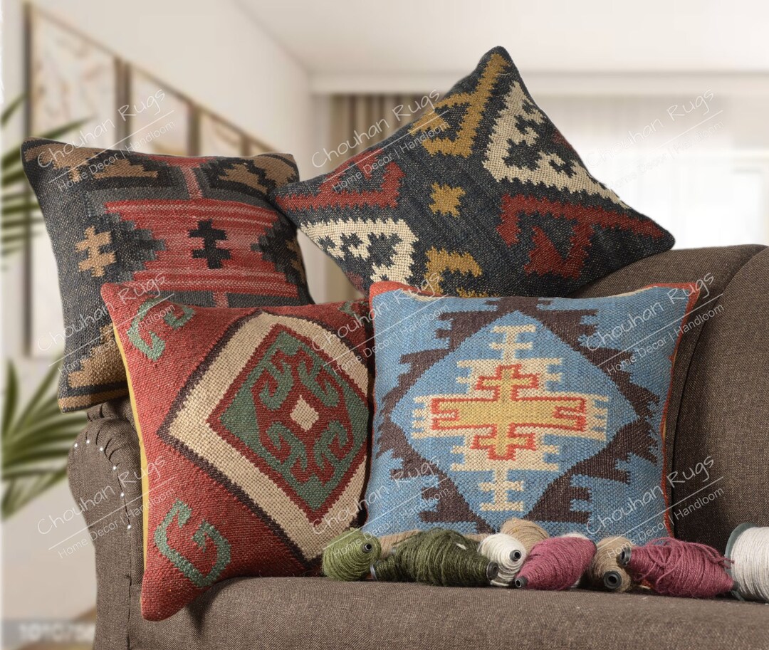 Handmade 45x45cm 4 Set Jute Cushion Covers,throw Pillow Set,christmas ...