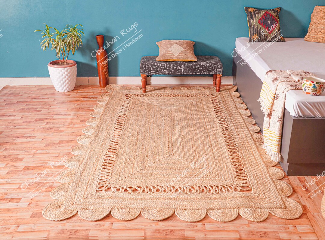 Indian Handwoven Square Jute Rug Square Yoga Mat Bohemian - Etsy