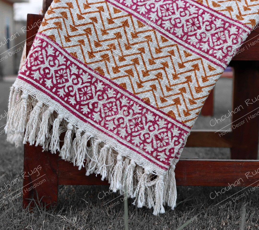 Indian Soft Cotton Throws Blankets for Sofas Hand Loom Hand Block ...
