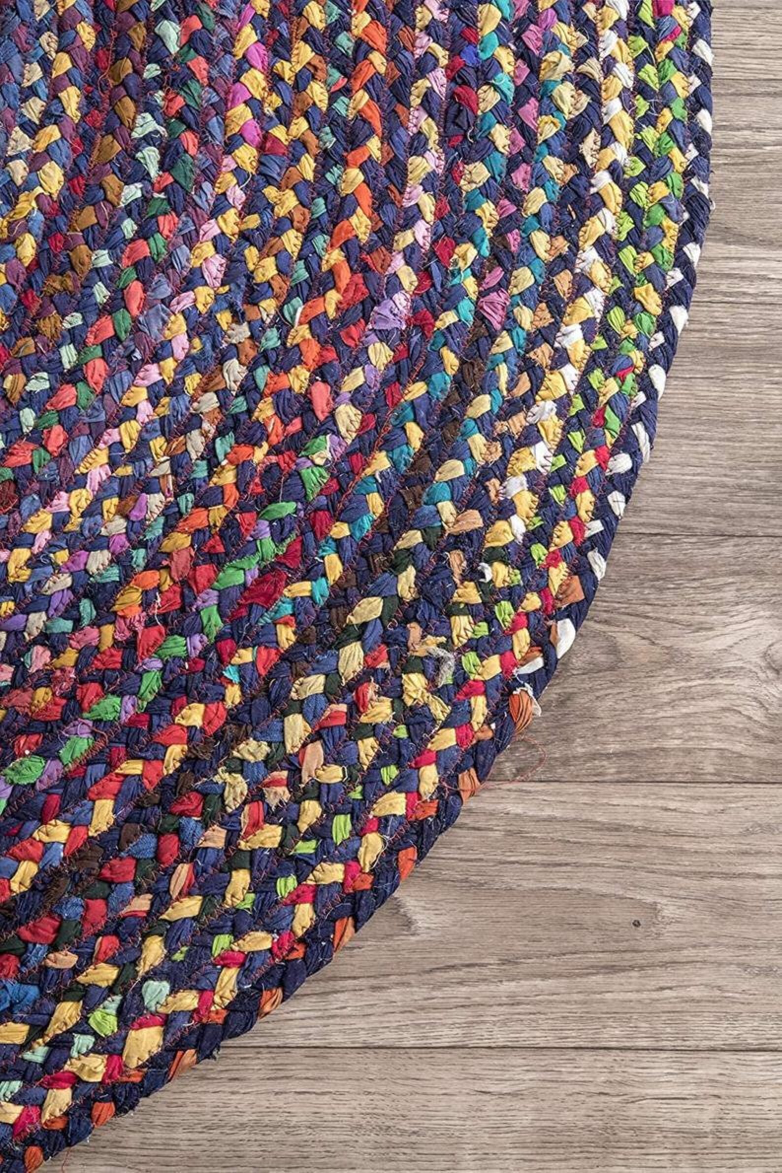 Bohemian Colorful Cotton Area Rugs Hand Braided Round Rugs - Etsy