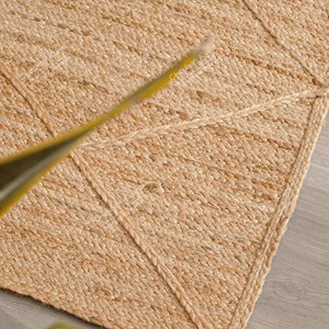 Hand Braided Natural Jute Rug With Diamond Design, Jute Area Rug, Home ...