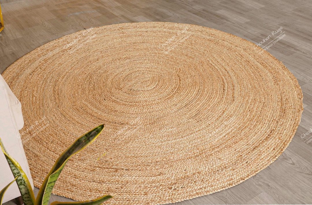 Indian Handmade Natural Round Jute Rug Bedside Round Rug Circle Rug New ...
