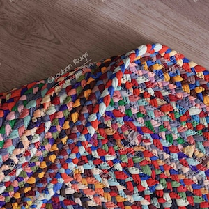 Bohemian Colorful Cotton Area Rugs Hand Braided Oval Rugs Multi Color ...