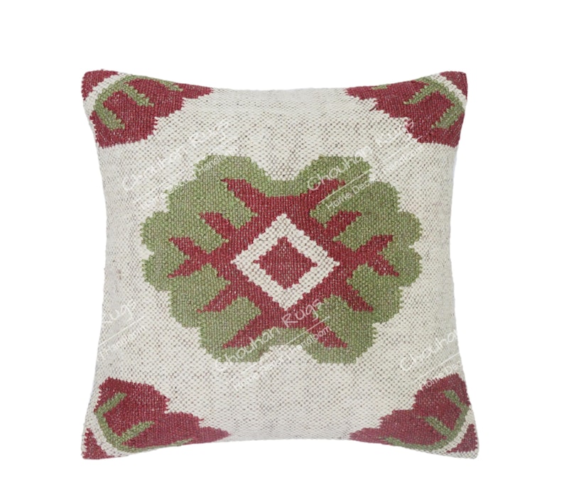 Indian Handmade Wool Jute Cushion Covers Free Shipping 18x18 Inches ...