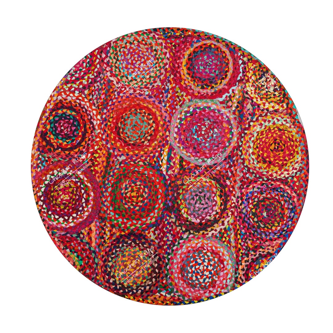 Custom Size Hand Braided Bohemian Multicolor Colorful Cotton Chindi ...