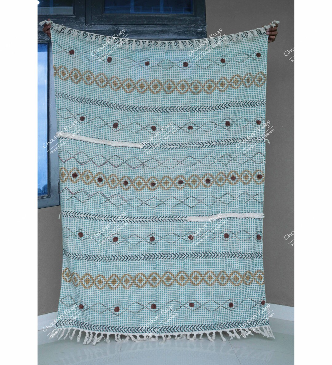 Indian Handmade Throw Blanket Bohemian Cloth Bed Cover With Tassels ...