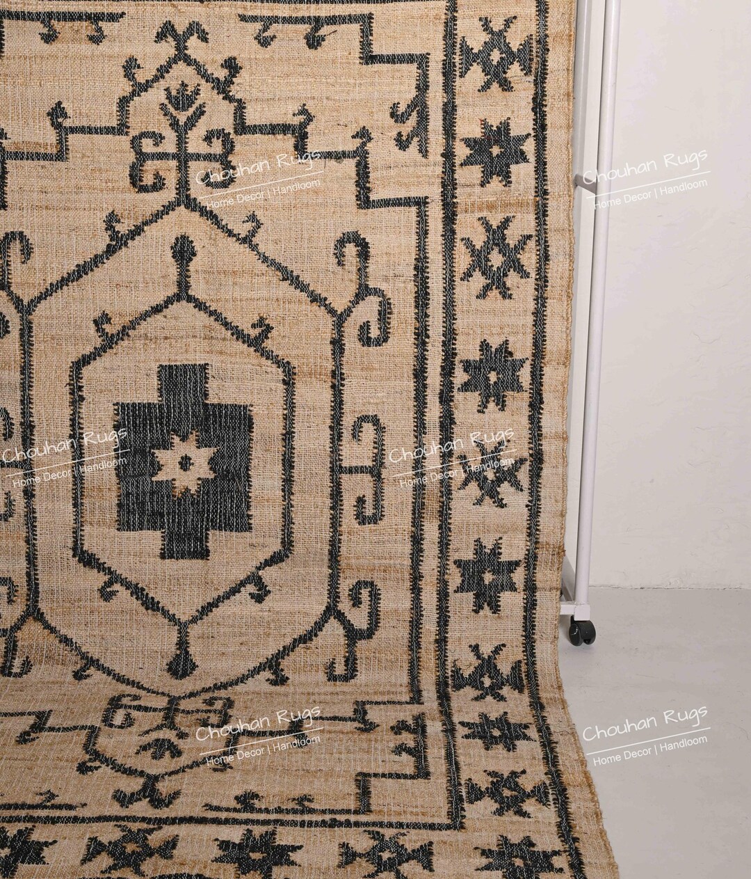 Handmade Cotton Jute Dhurrie Rug Bohemian Nordic Scandi Rug ...