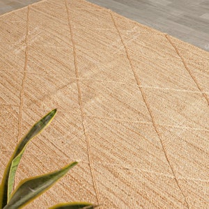 Hand Braided Natural Jute Rug With Diamond Design, Jute Area Rug, Home ...