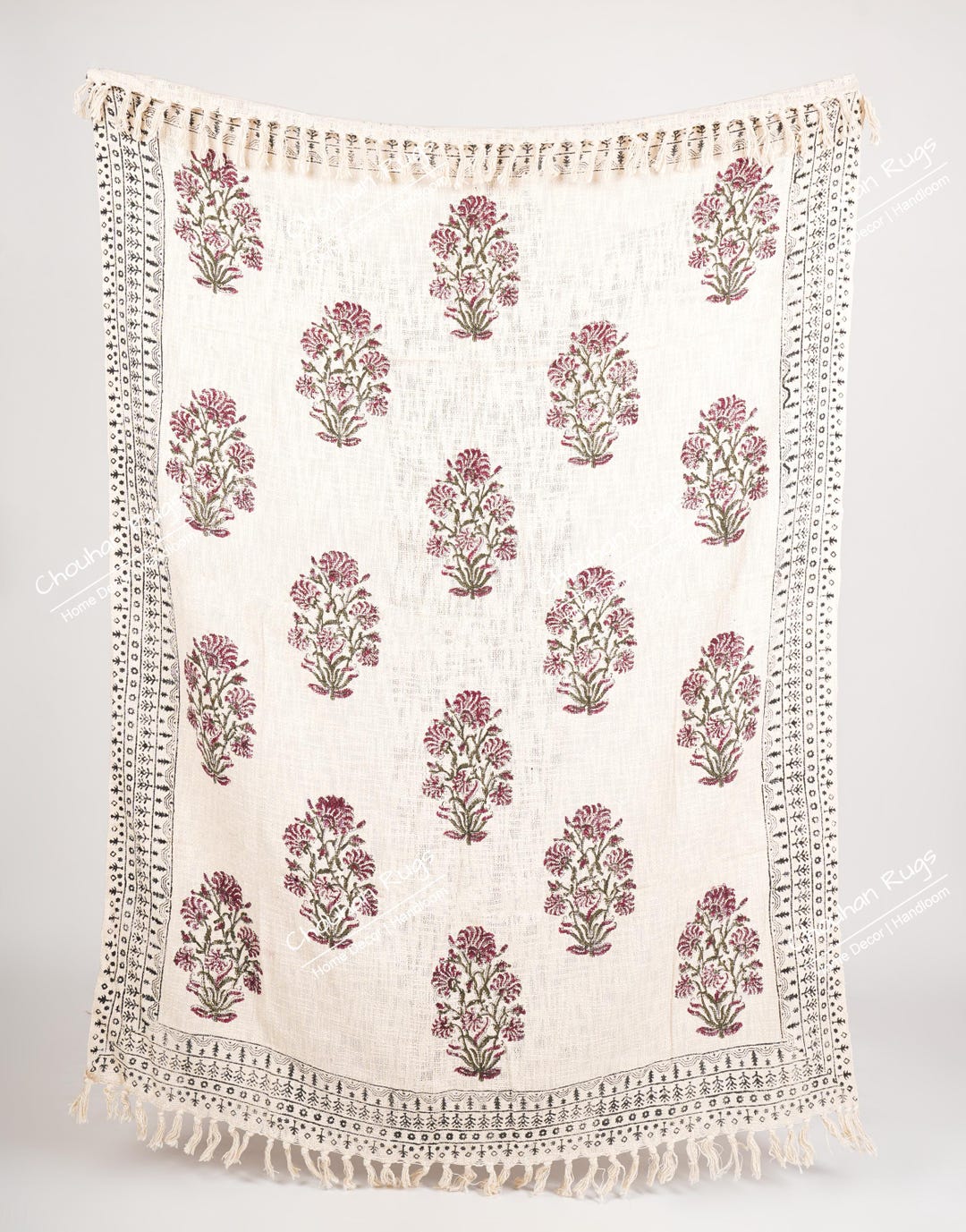 Indian Handmade Soft Cotton Throws Blankets, Hand Loom Hand Block ...