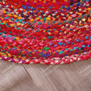 Hand Braided Bohemian Colorful Cotton Chindi Area Rug Multi Color Home ...