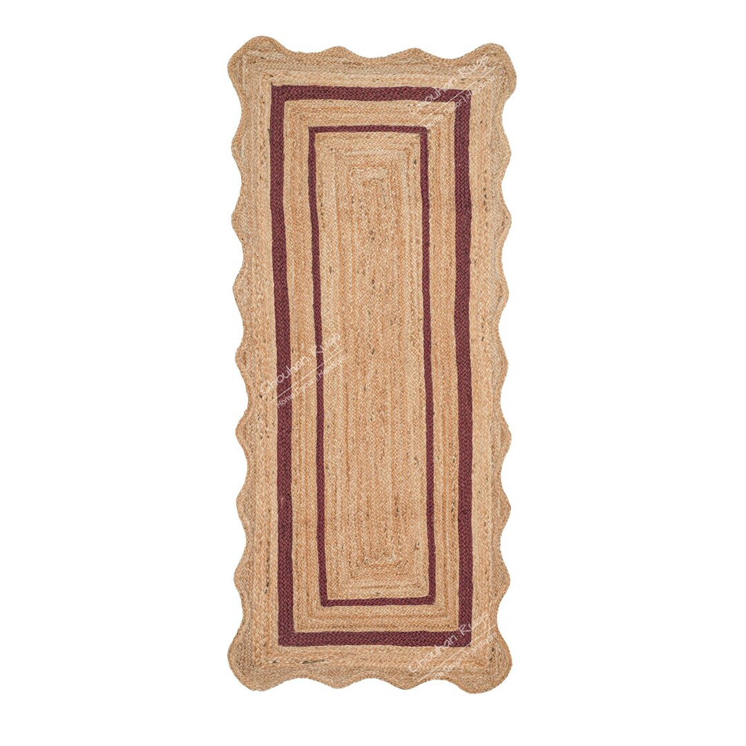 Handmade Natural Jute Rug With Brown Border Rug, Jute Large Area Rug ...