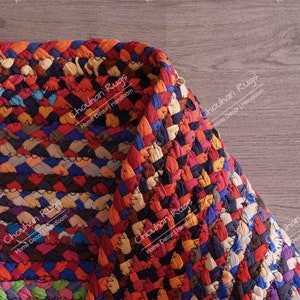 Bohemian Colorful Cotton Area Rugs Hand Braided Oval Rugs Multi Color ...