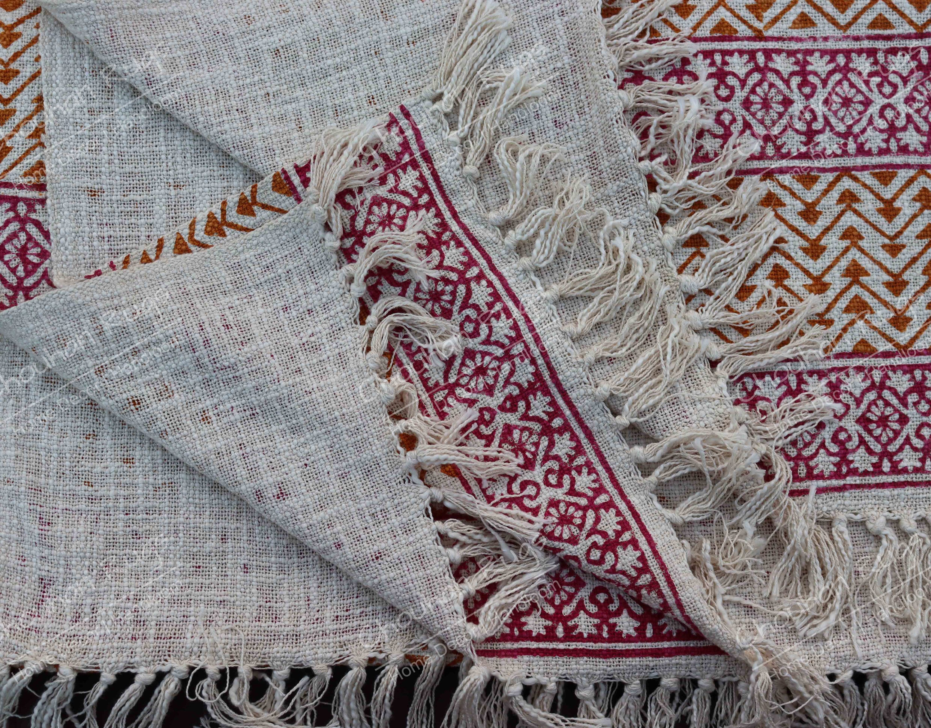 Indian Soft Cotton Throws Blankets for Sofas Hand Loom Hand Block ...