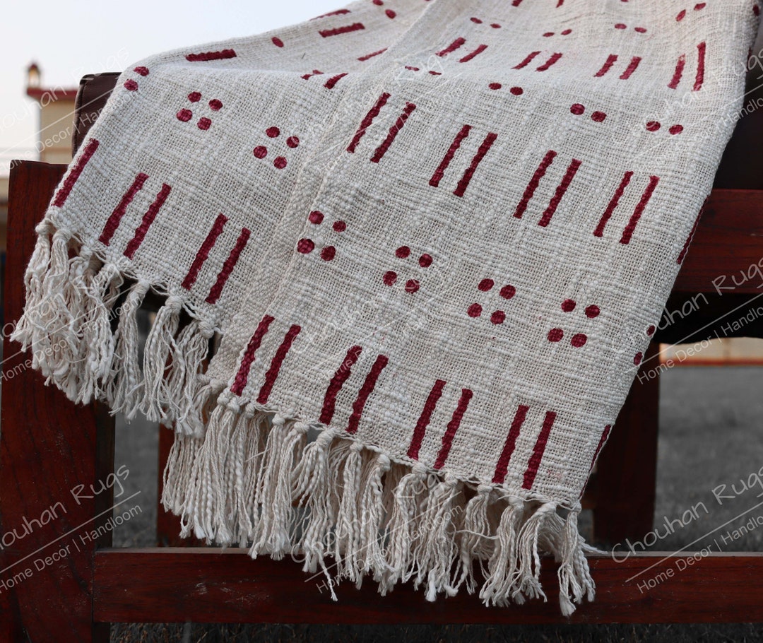 Handmade Rust Throw Authentic African Style Decor for Home Hand Loom ...