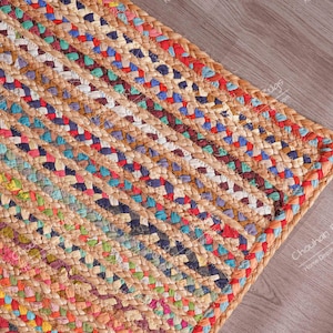 Hand Braided Jute Cotton Rug Area Square Rug Custom Size - Etsy