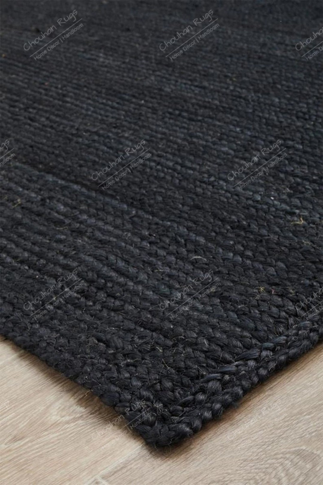 Hand Braided Black Jute Rug/runner/doormat, Custom Size Rug, Bohemian ...