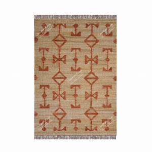Traditional Indian Hand Woven Beige With Custom Color Design Wool Jute ...
