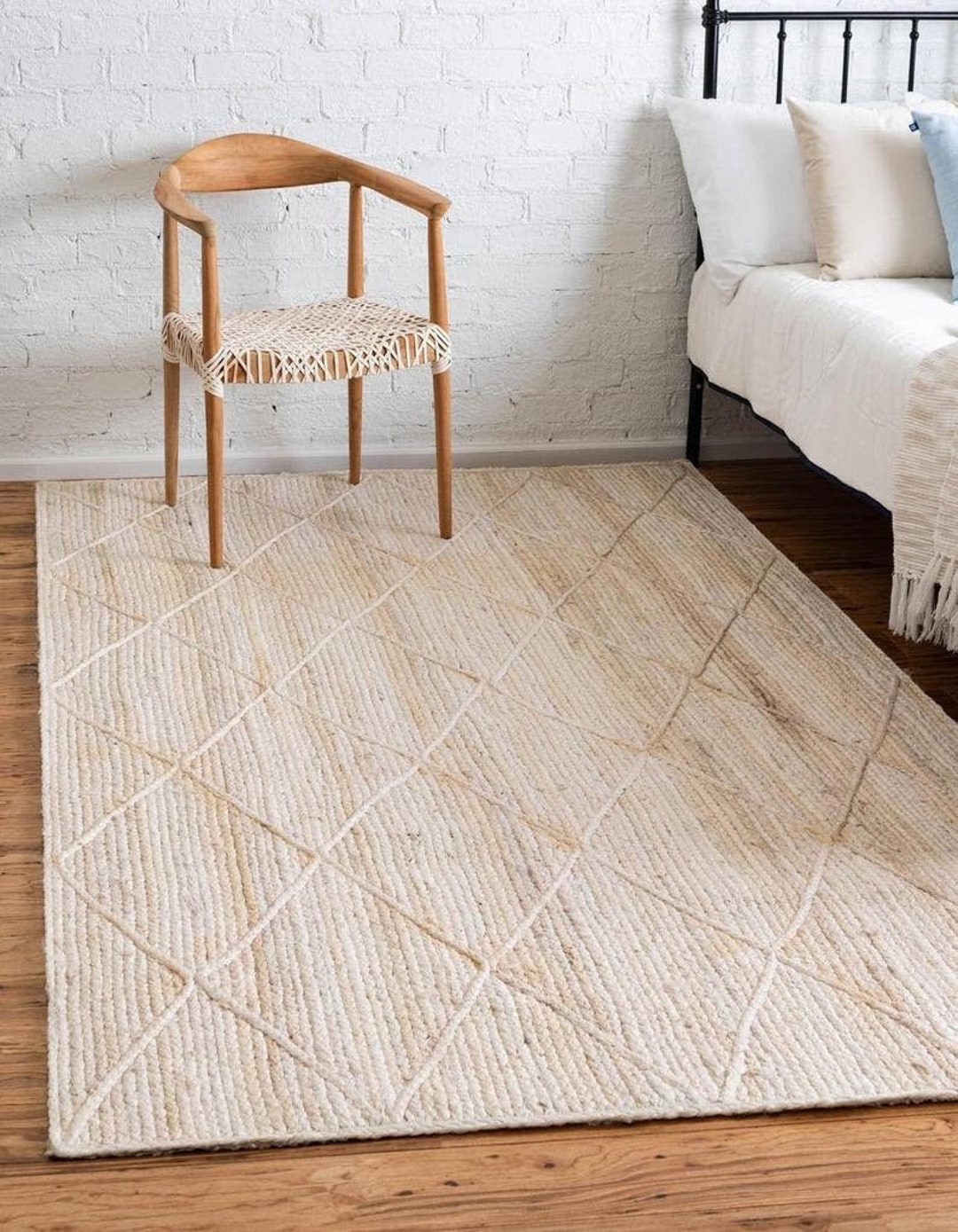 Hand Braided Jute Rug With Diamond Jute Area Rug Home Decor - Etsy