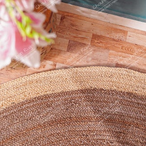 4x4 6x6 8x8 Ft. Natural Hand Made Jute Round Rug Bohemian Jute Rug ...