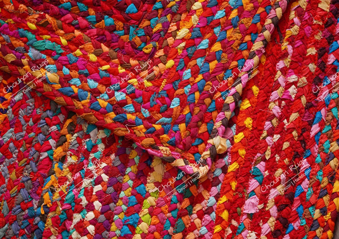 Hand Braided Multicolor Cotton Rug, Custom Size - Etsy