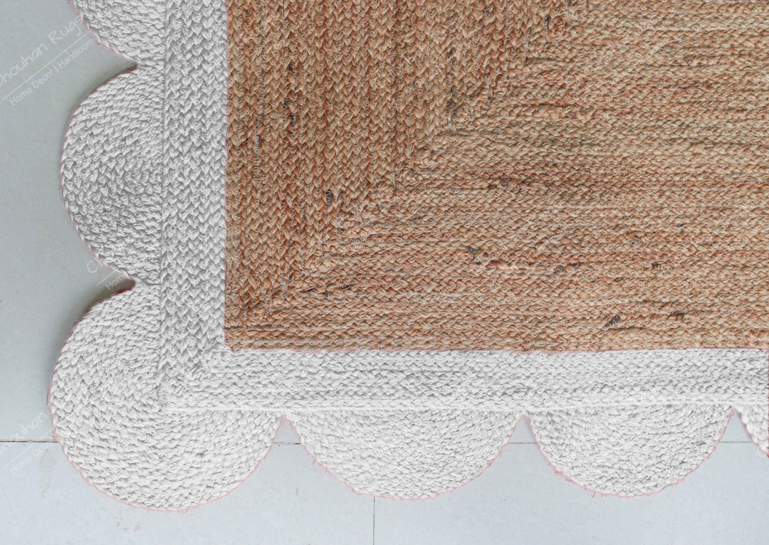 Natural Scalloped Jute Rug Scallop Pattern Rug Natural Jute Rug Hand ...