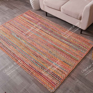 Hand Braided Jute Cotton Rug Area Square Rug Custom Size - Etsy