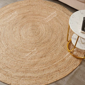 Indian Handmade Natural Round Jute Rug Bedside Round Rug Circle Rug New ...