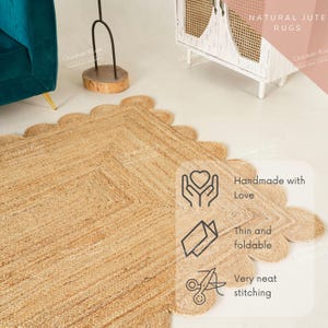 Scalloped Runner Rug Jute Scallop Rug Jute Runner Rug Natural Jute Rug ...