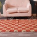 Hand-woven Checkered Box Design Jute Kilim Rug Beige and Red Kilim Jute ...