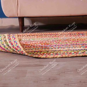 Hand Braided Jute Cotton Rug Area Square Rug Custom Size - Etsy
