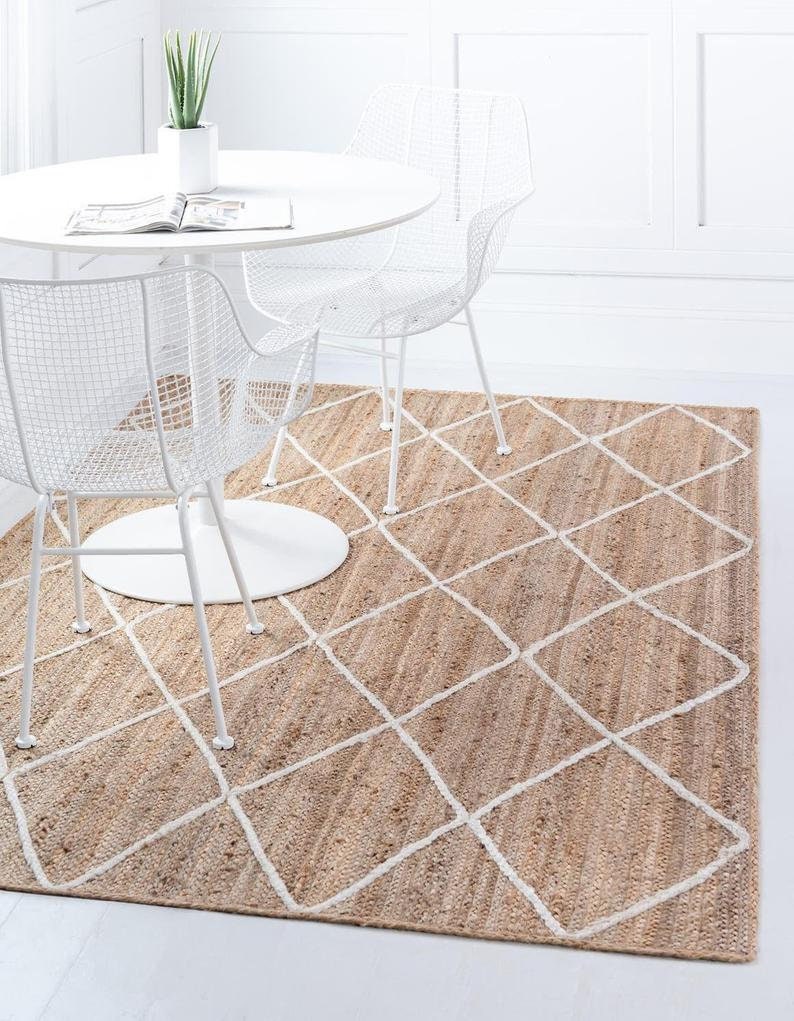 Hand Braided Jute Rug With Diamond Jute Area Rug Home Decor - Etsy
