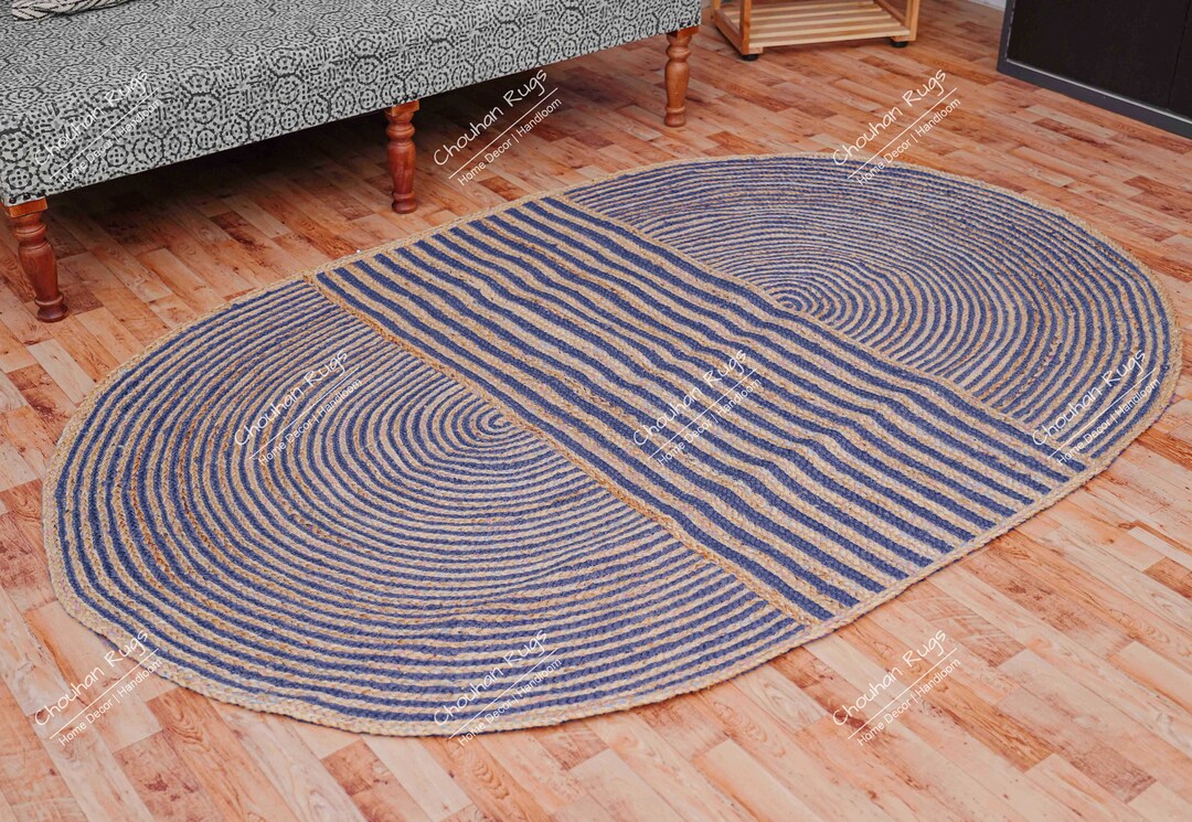 4x6 5x8 6x9 8x10 Handmade Natural Jute Braided Oval Rug With Light and ...