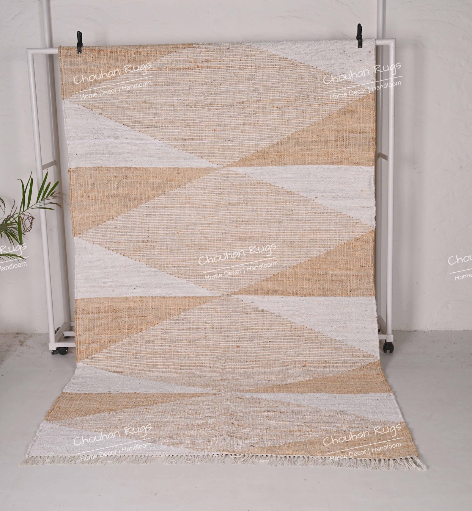 Natural Jute Fiber & Cotton Hand Woven Bohemian Moroccan Inspired Rug ...