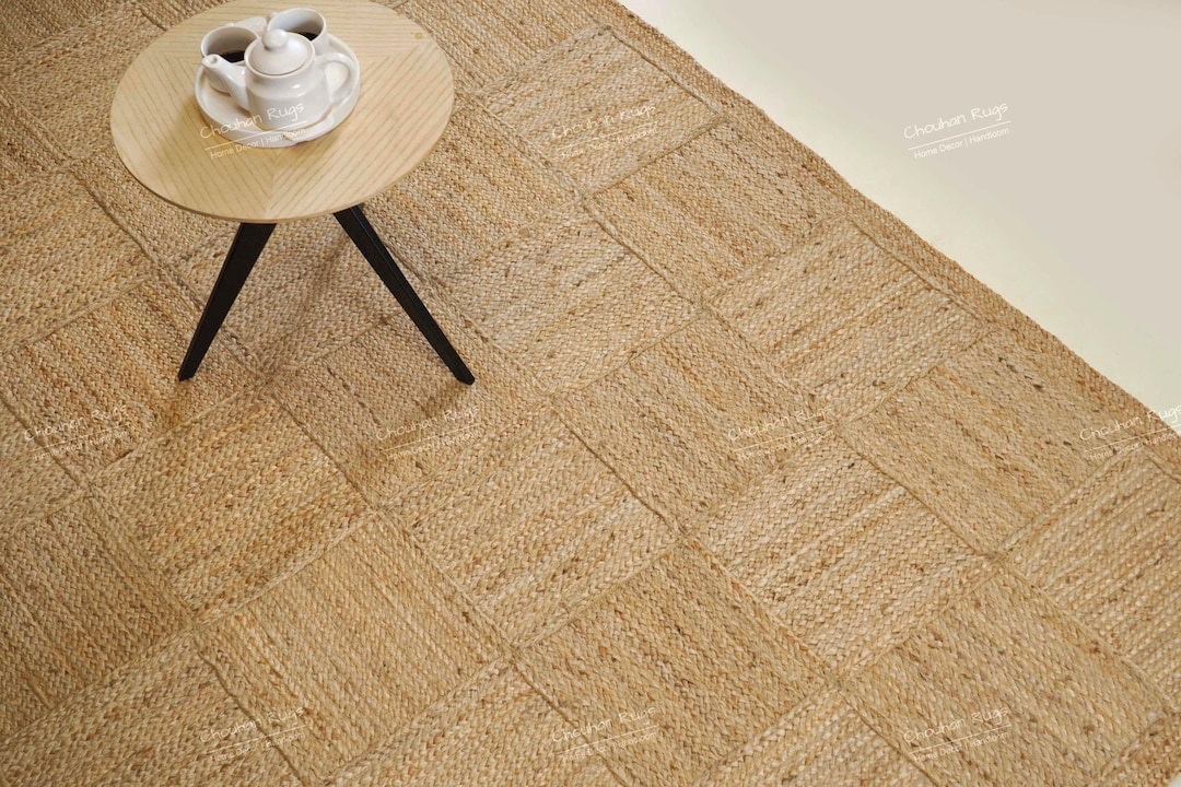 Hand-woven Natural Jute Rug – Eco-friendly Flatweave Neutral Area ...