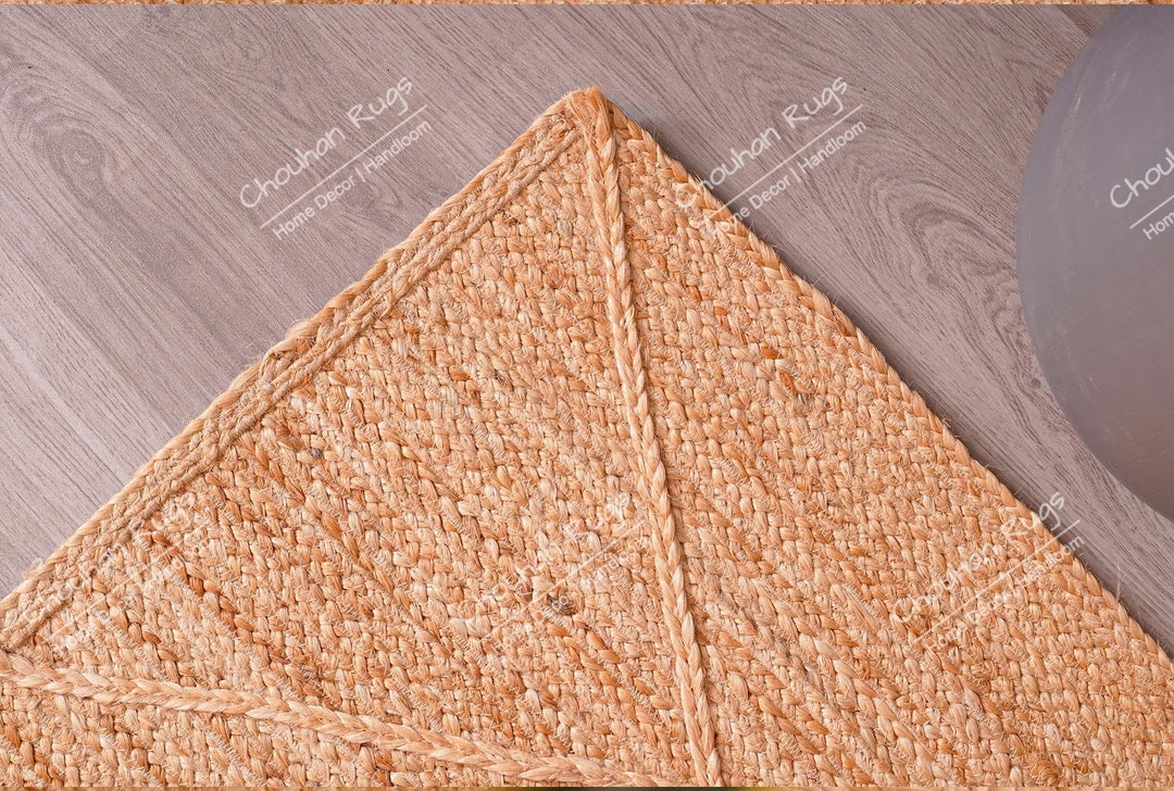 Hand Braided Natural Jute Rug With Diamond Jute Area Rug - Etsy