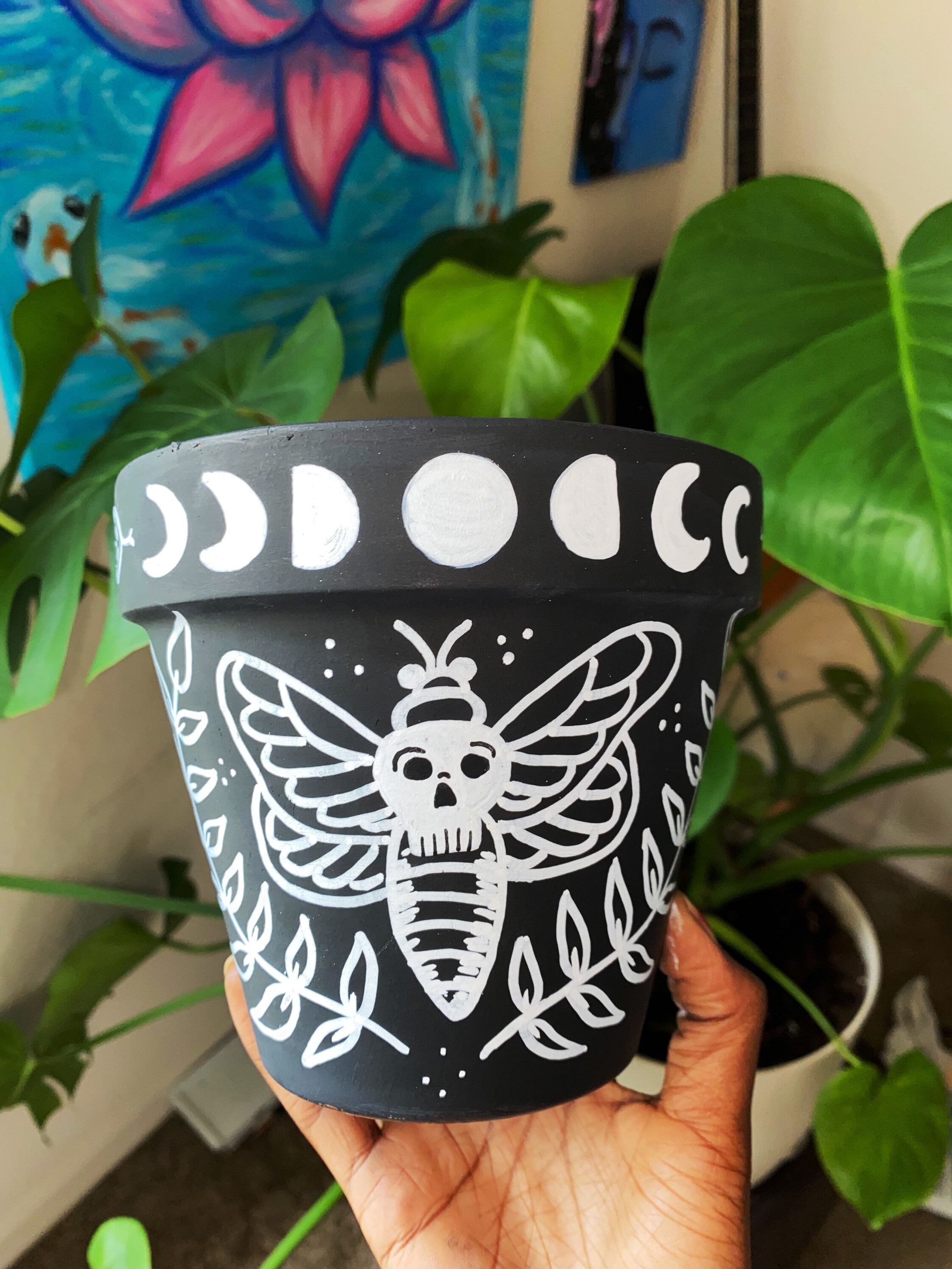 Painted Planters, 6 Inch Plant Pot, Ceramic Planter With Drainage, 8 ...