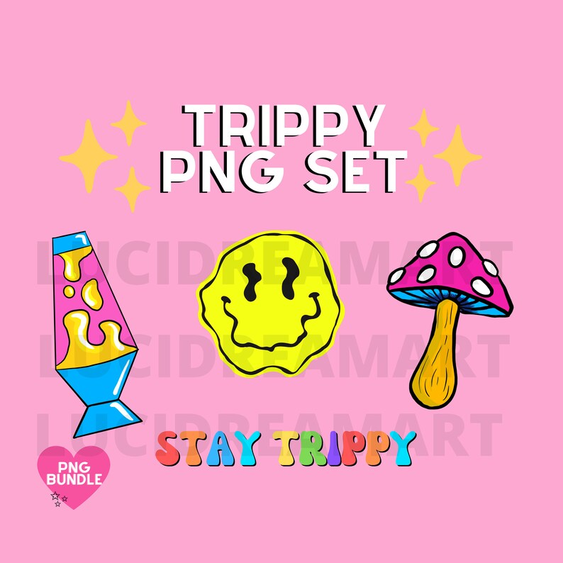 4pc Trippy Art Digital Download Stay Trippy Png Trippy Art - Etsy