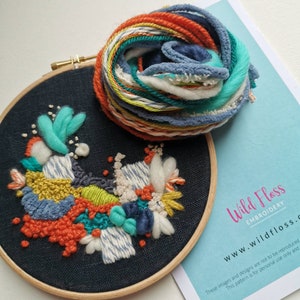 Embroidery Kit Abstract Design Orange and Neutral Threads on - Etsy UK