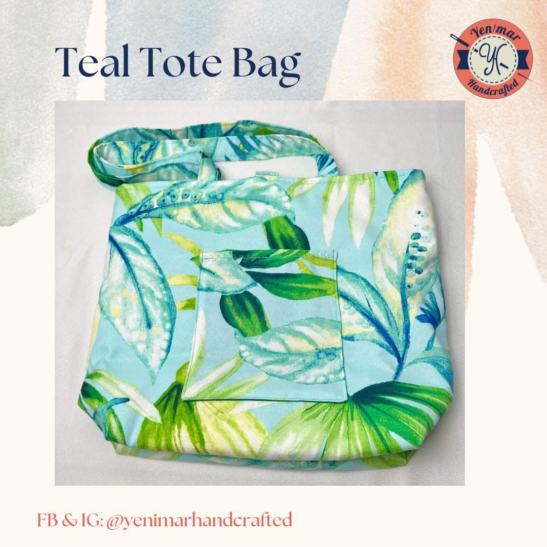 Teal Blue and Green Leaves of Palm Trees Tote Bag Handbags - Etsy