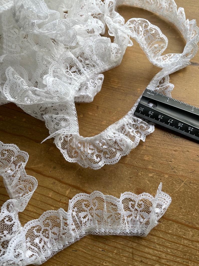 1 WIDTH White Pleaded Lace Frilly Trim for Sewing Projects & Crafts ...