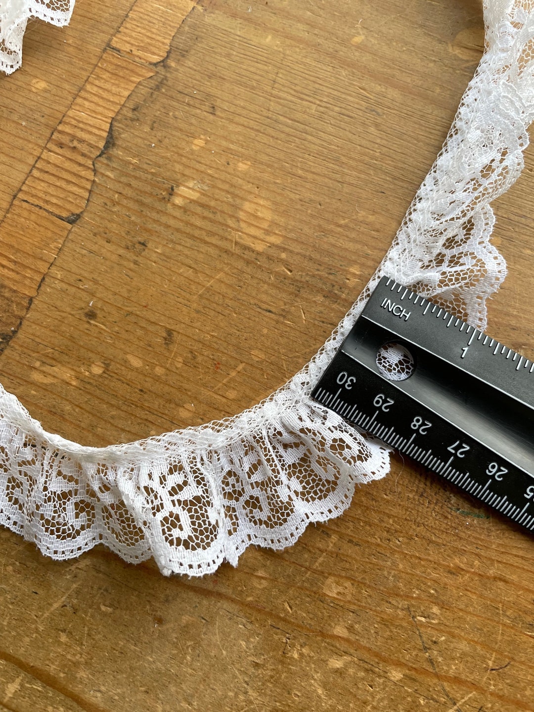 1" WIDTH White Pleaded Lace Frilly Trim for Sewing Projects & Crafts ...