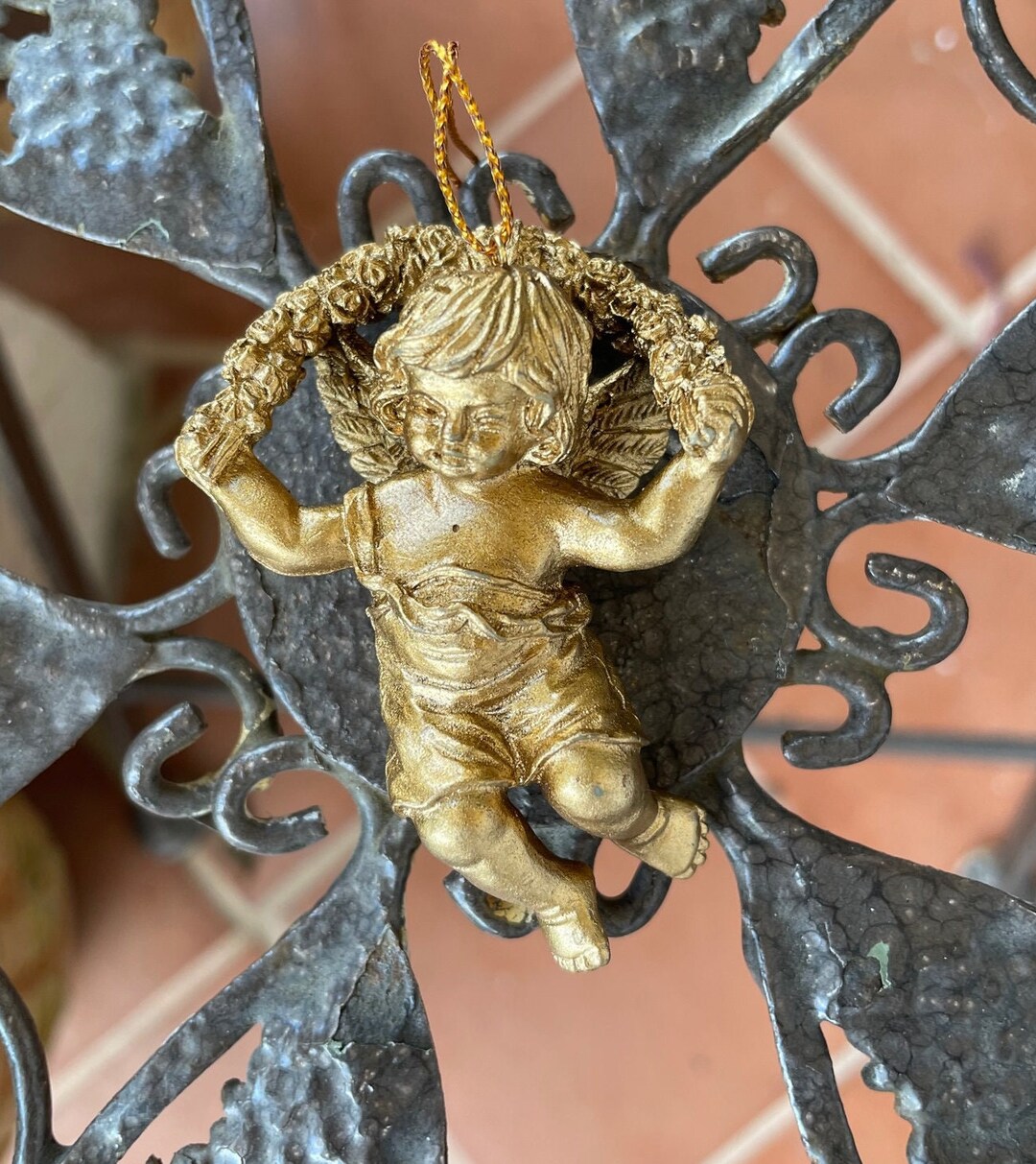 Gold Color Vintage Angel for Christmas Ornament Approximately 2.5 Long ...