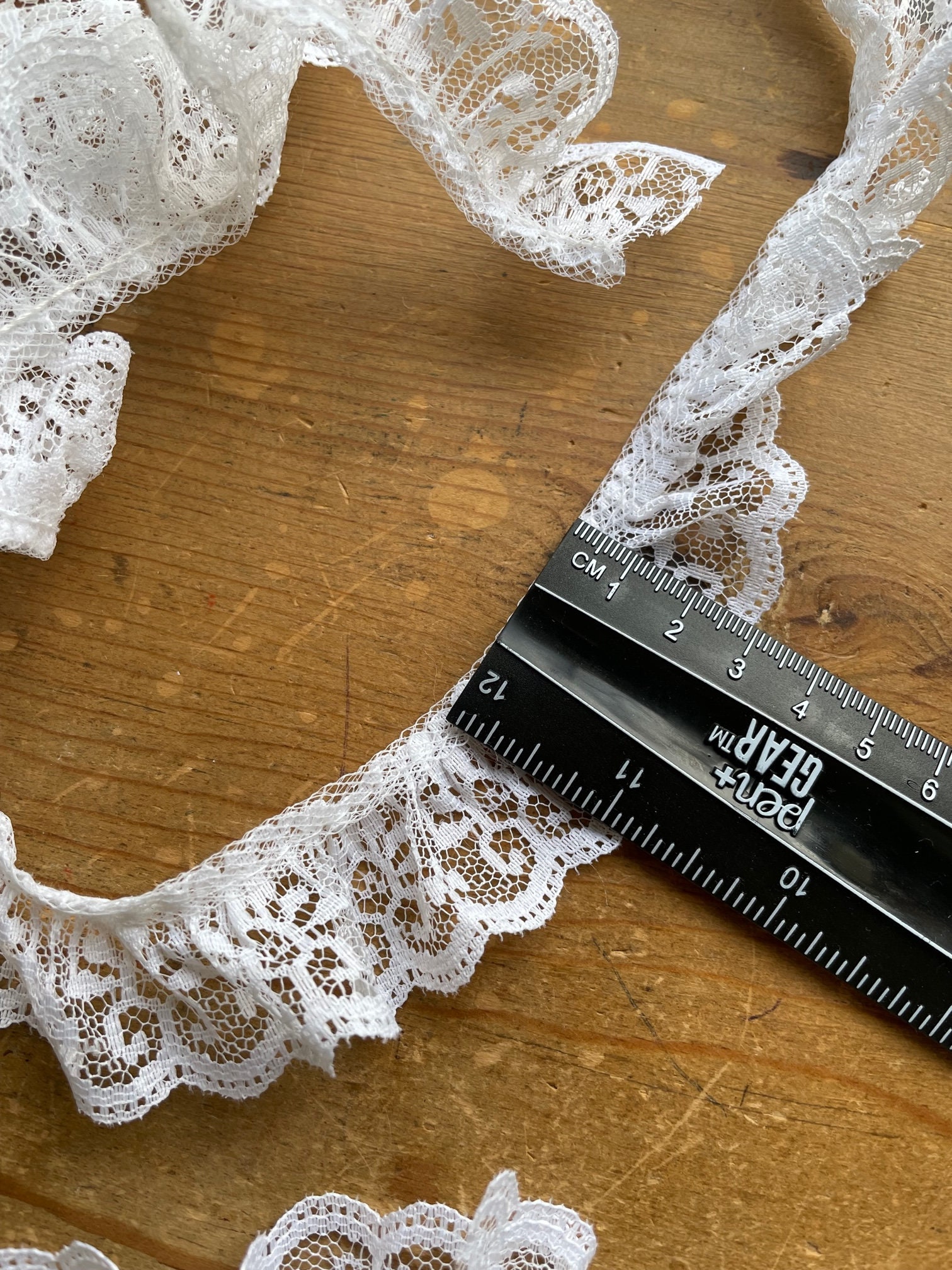 1 WIDTH White Pleaded Lace Frilly Trim for Sewing Projects & Crafts ...