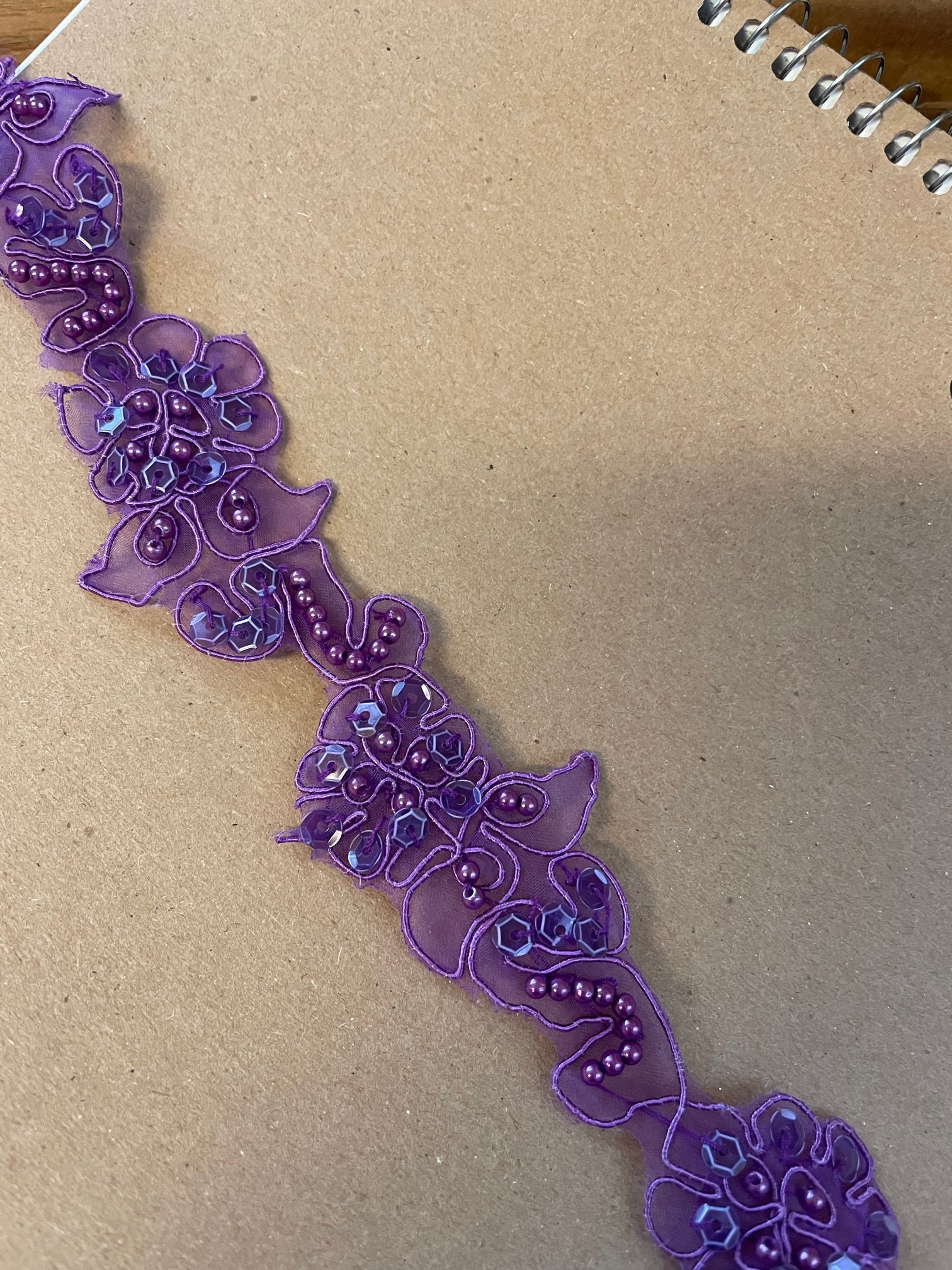 Purple Beaded Lace Trim 2 Yards Piece the Width is 1 1/4 at Highest ...