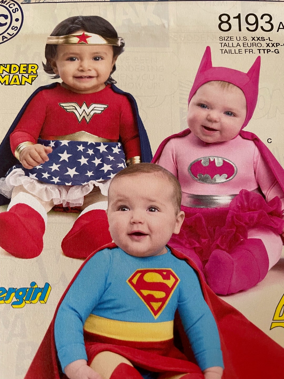 Simplicity 8193 Baby Costume Sewing Pattern: Supergirl, Wonder Woman ...