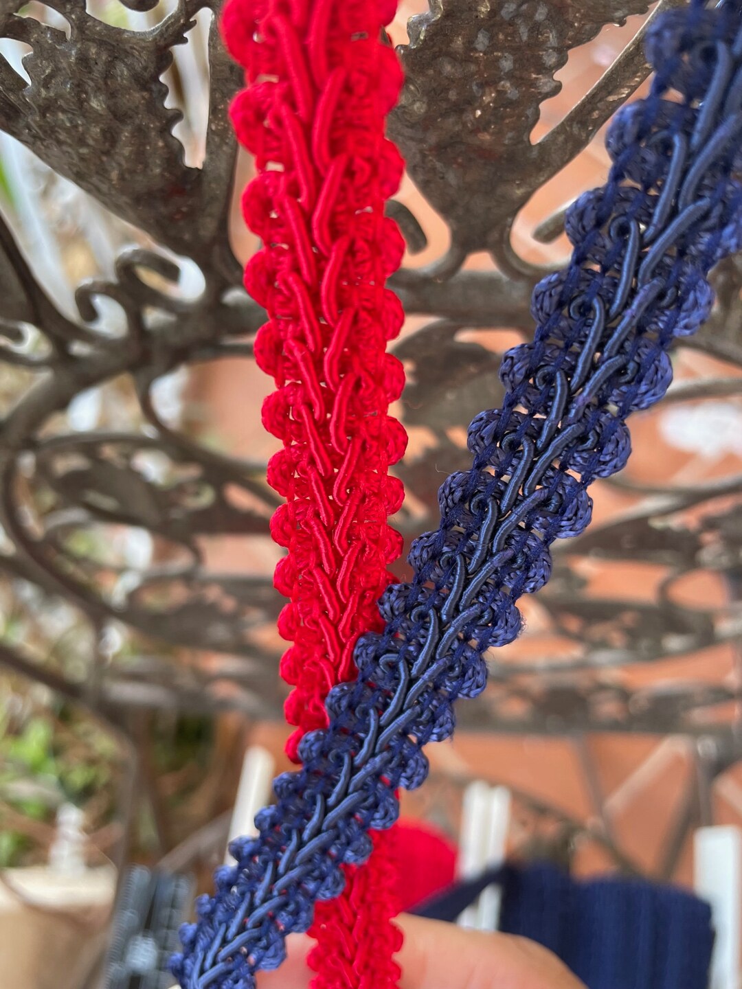 Navy and Red Gimp Braided Trim 1/2" Width, Gimp Trim for Curtains ...