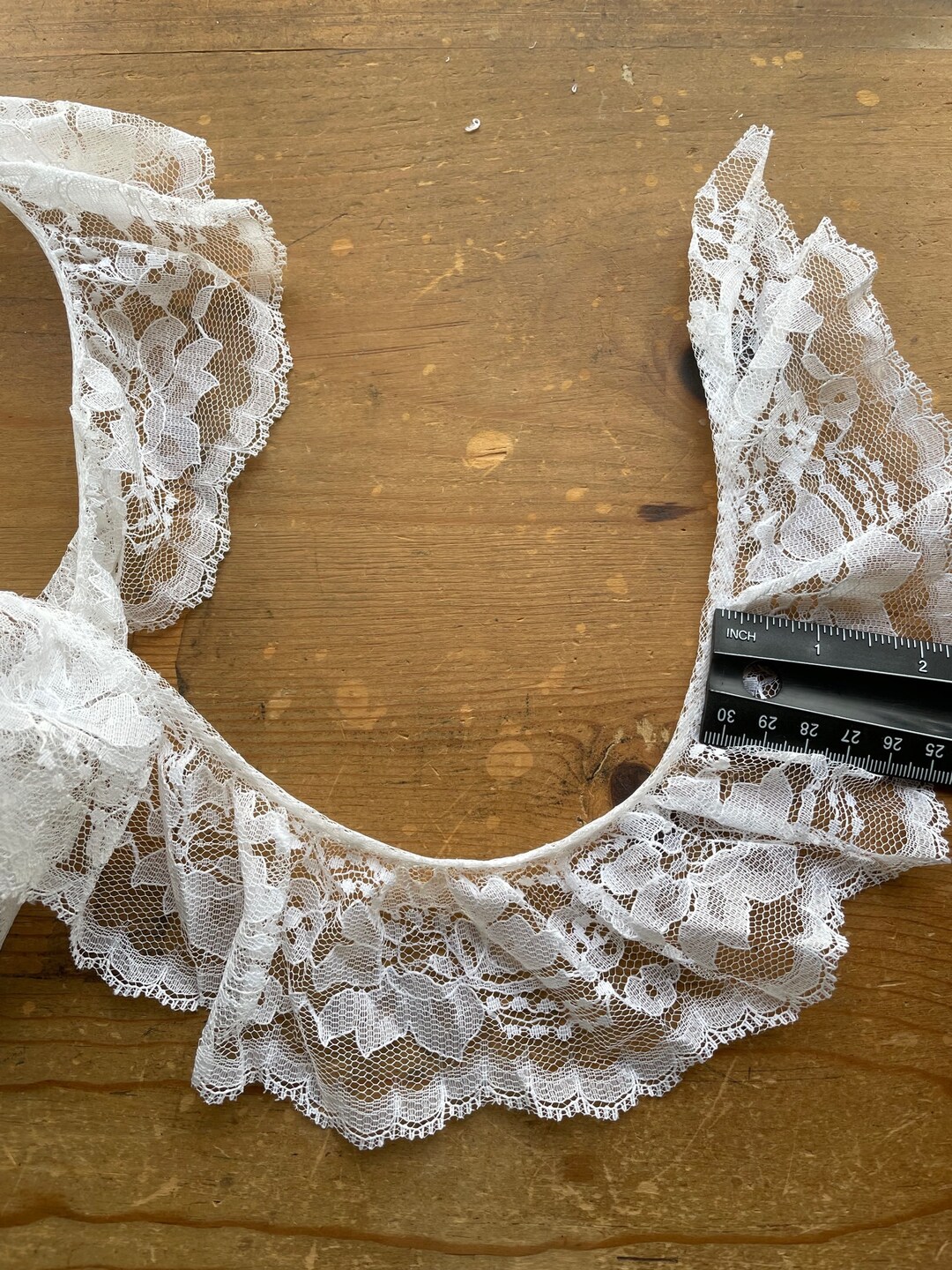 2" WIDTH Vintage White Lace Trim Scalloped Gathered Frilly for Sewing ...