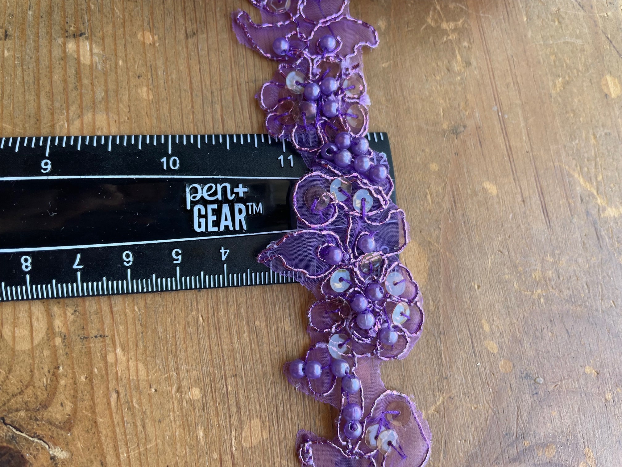 Purple Beaded Lace Trim 2 Yards Piece the Width is 1 1/4 at Highest ...