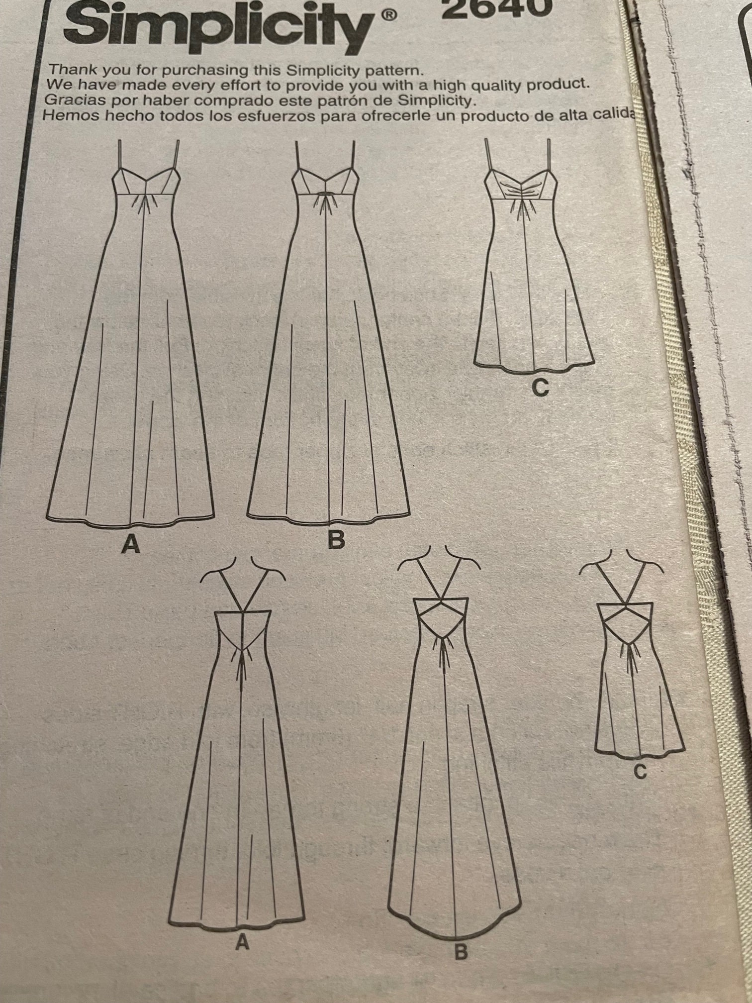 Pattern to Sew Evening Dress in Two Lengths With Back Variations ...