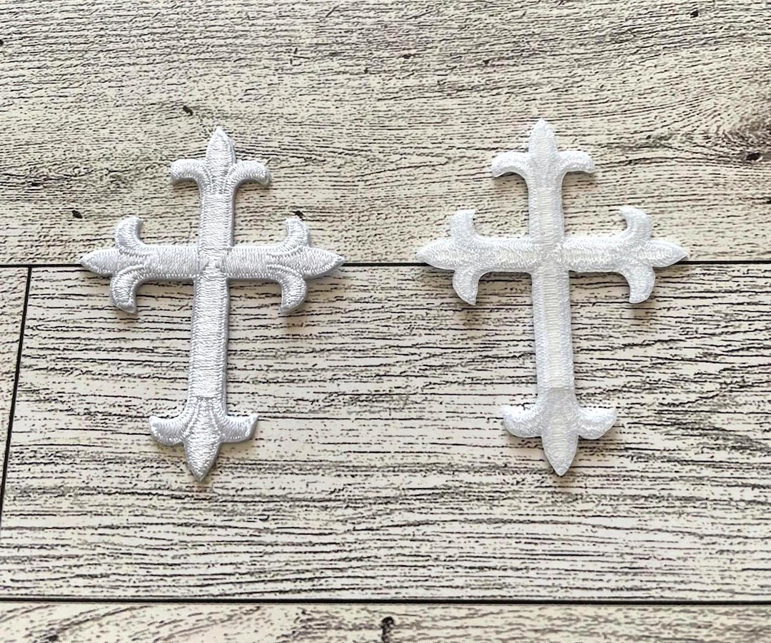 White Cross Embroidered Applique - Iron on Patch (2.5" X 1.75") - Etsy